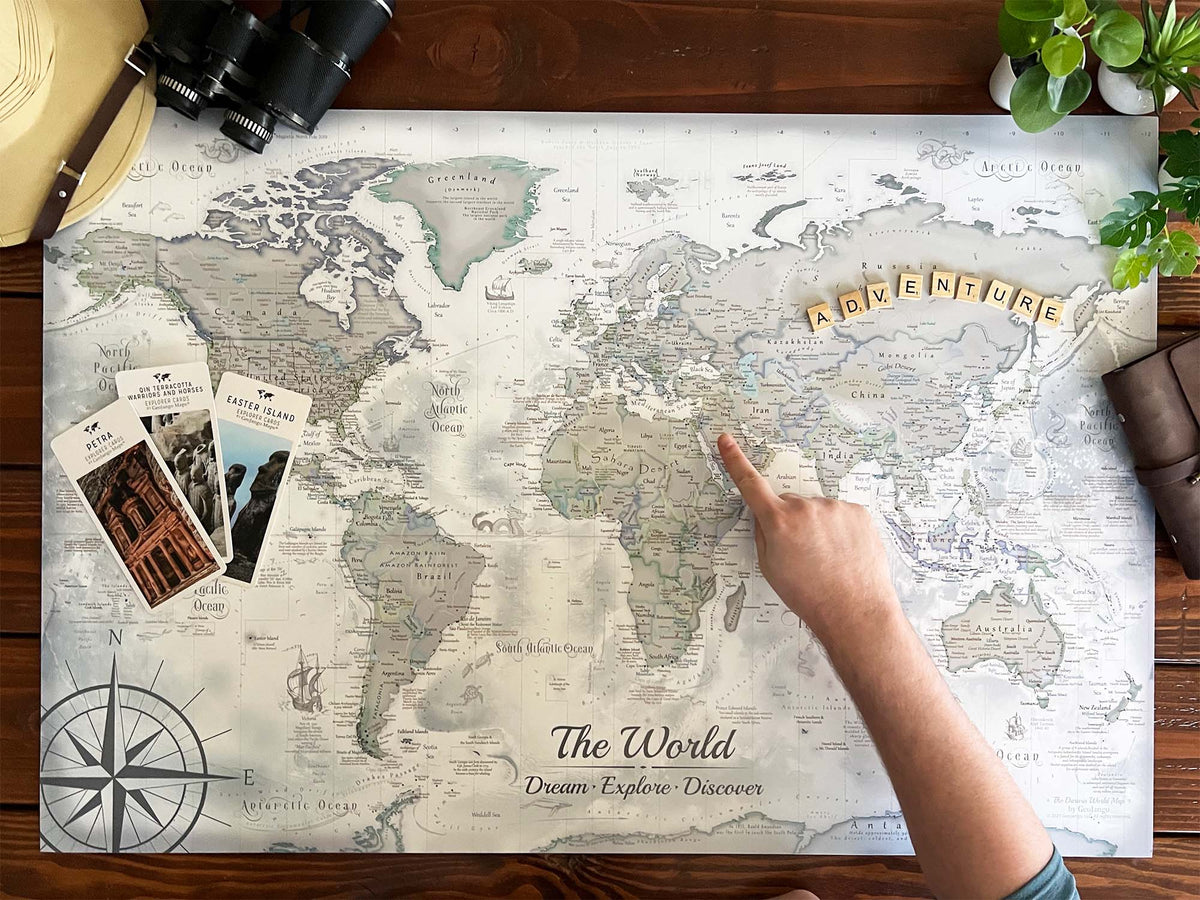 Darwin Explorer's Labeled Map of the World - Personalized Travel Map ...