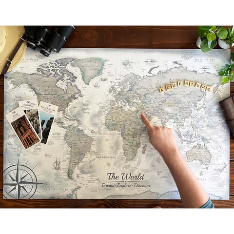 Darwin Explorer's Labeled Map of the World - Personalized Travel Map ...