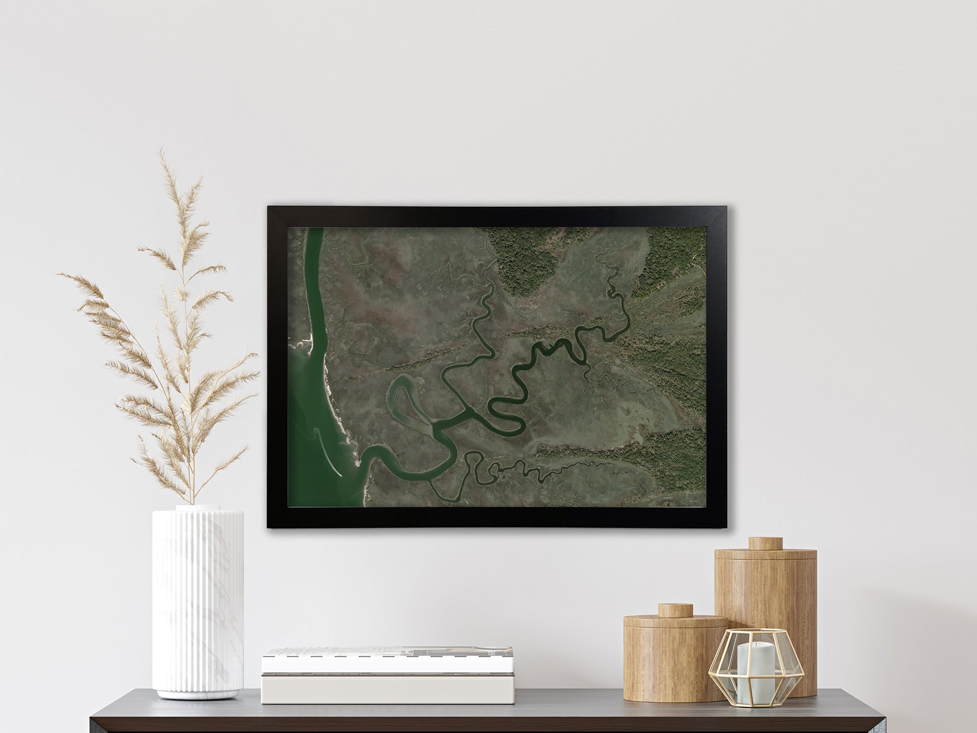 Georgia Marshland Satellite Map | Jacobs Creek Wall Art – GeoJango Maps