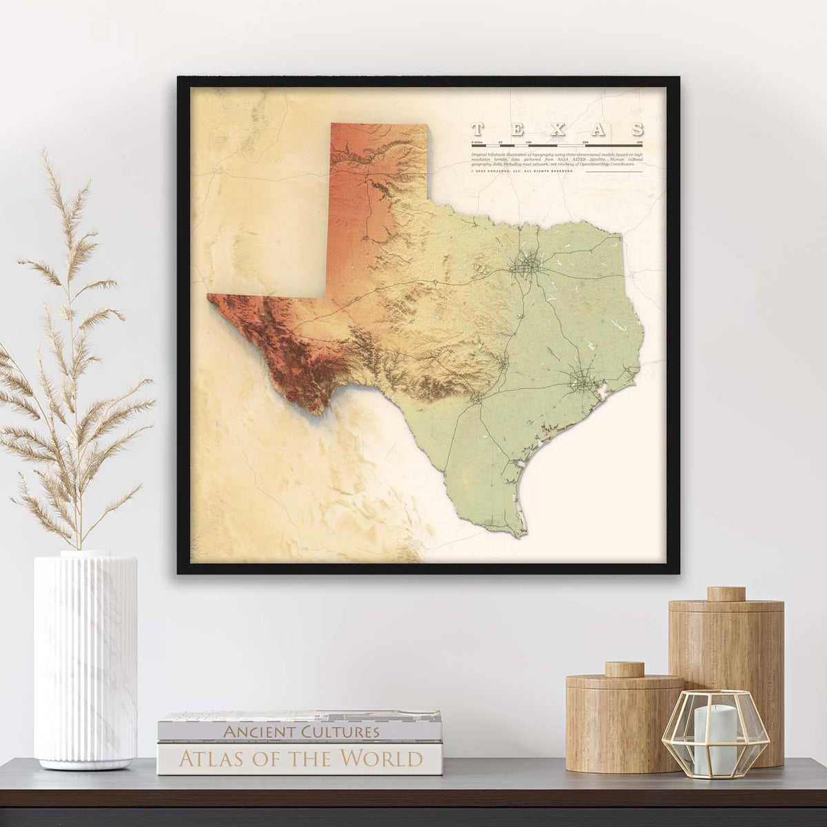 Texas Relief Map - Topographic Elevation Map with Shaded Relief ...