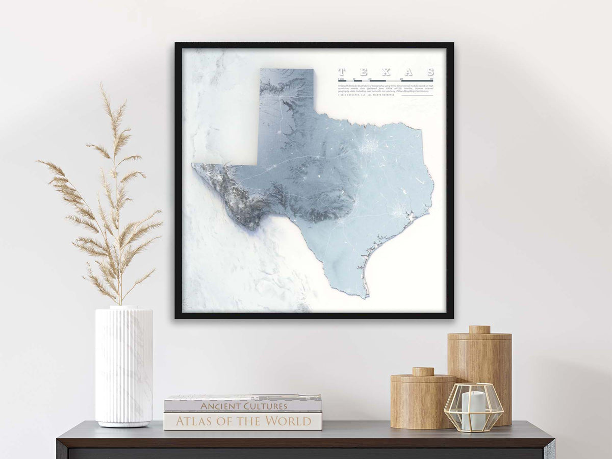 Texas Relief Map - Topographic Elevation Map with Shaded Relief ...
