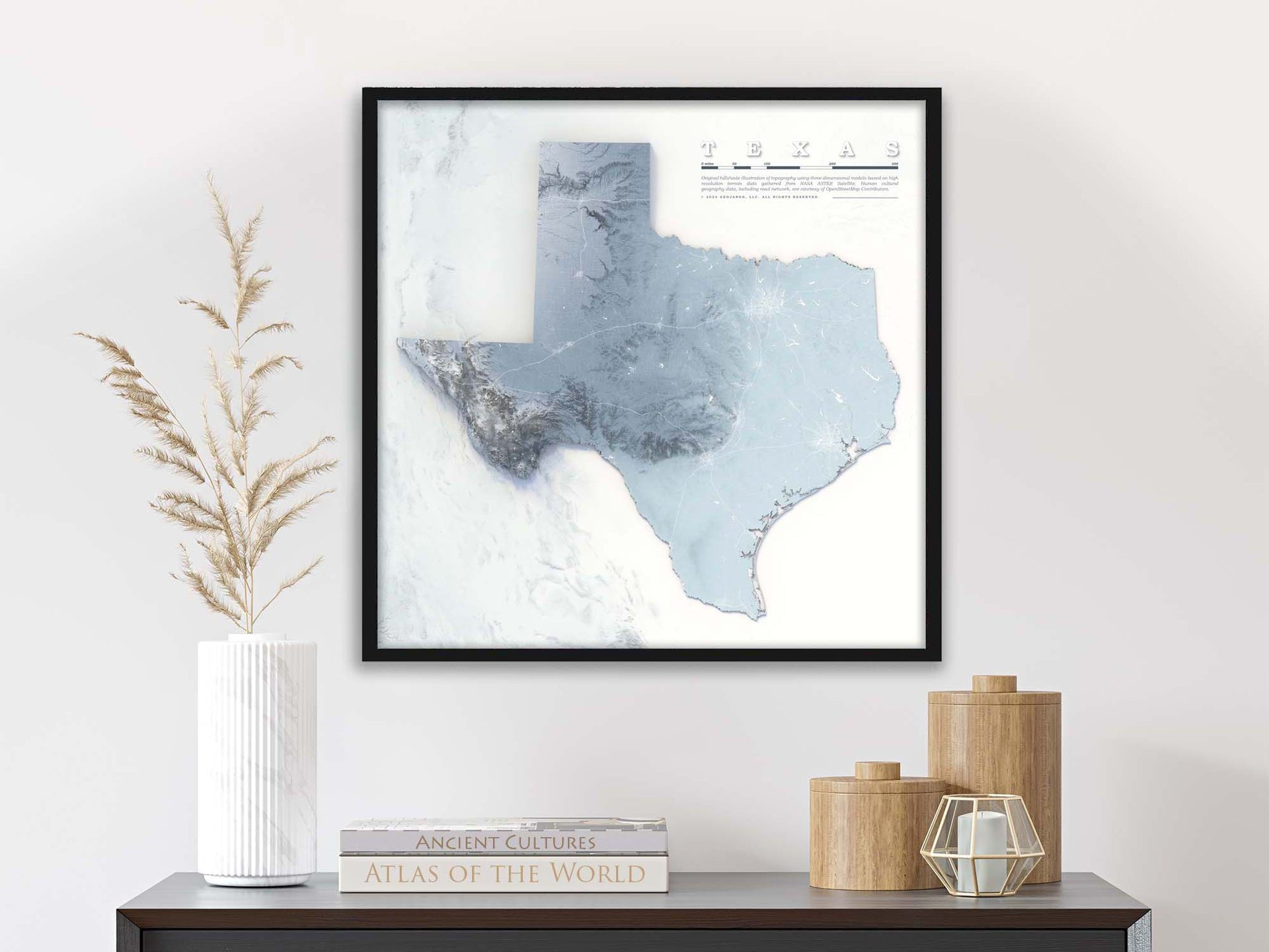 Texas Relief Map - Topographic Elevation Map with Shaded Relief ...