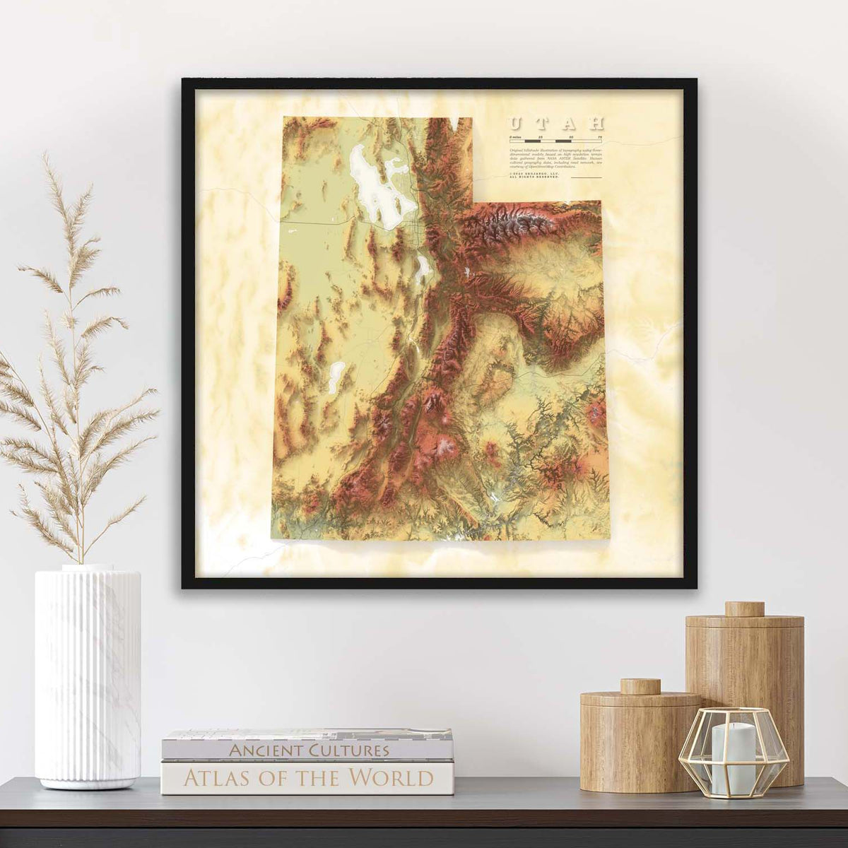 Relief Map of Utah - Topographic Elevation Map with Shaded Relief ...