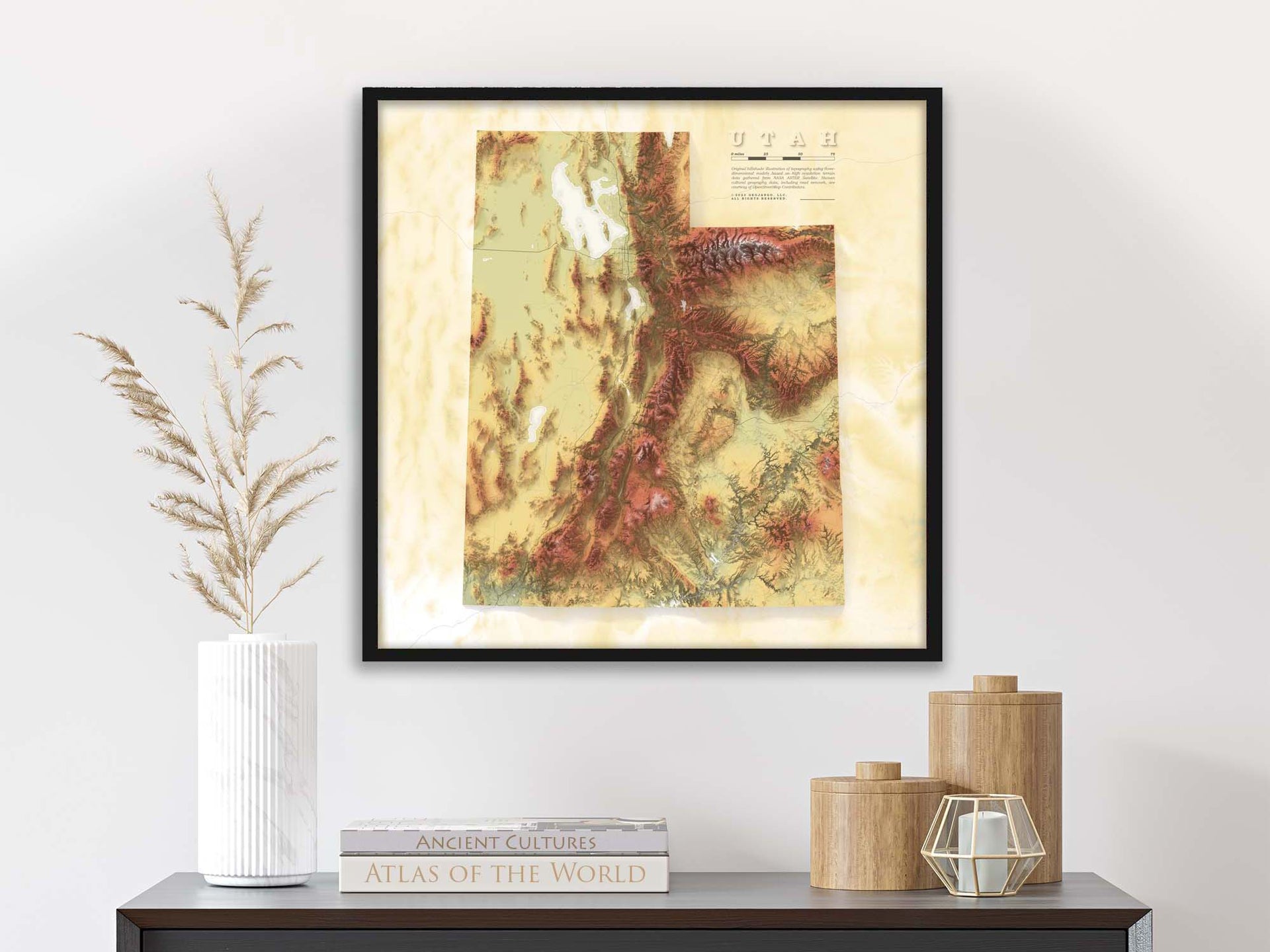 Relief Map of Utah - Topographic Elevation Map with Shaded Relief ...