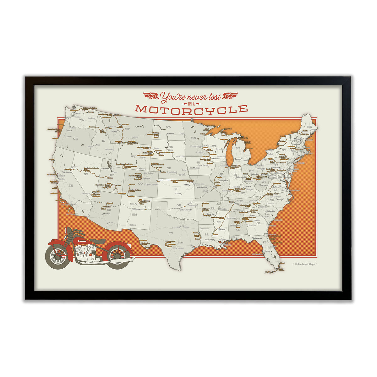 Top 50 USA Motorcycle Road Trips Map – GeoJango Maps