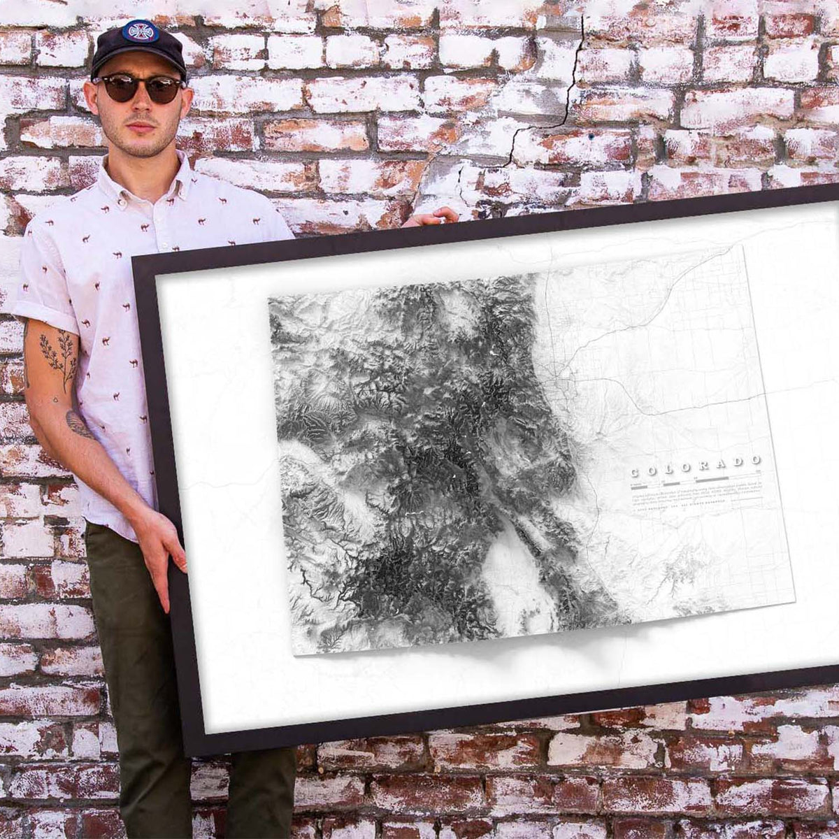 Colorado Map - Topographic Elevation Map with Shaded Relief, 36x24 inc ...