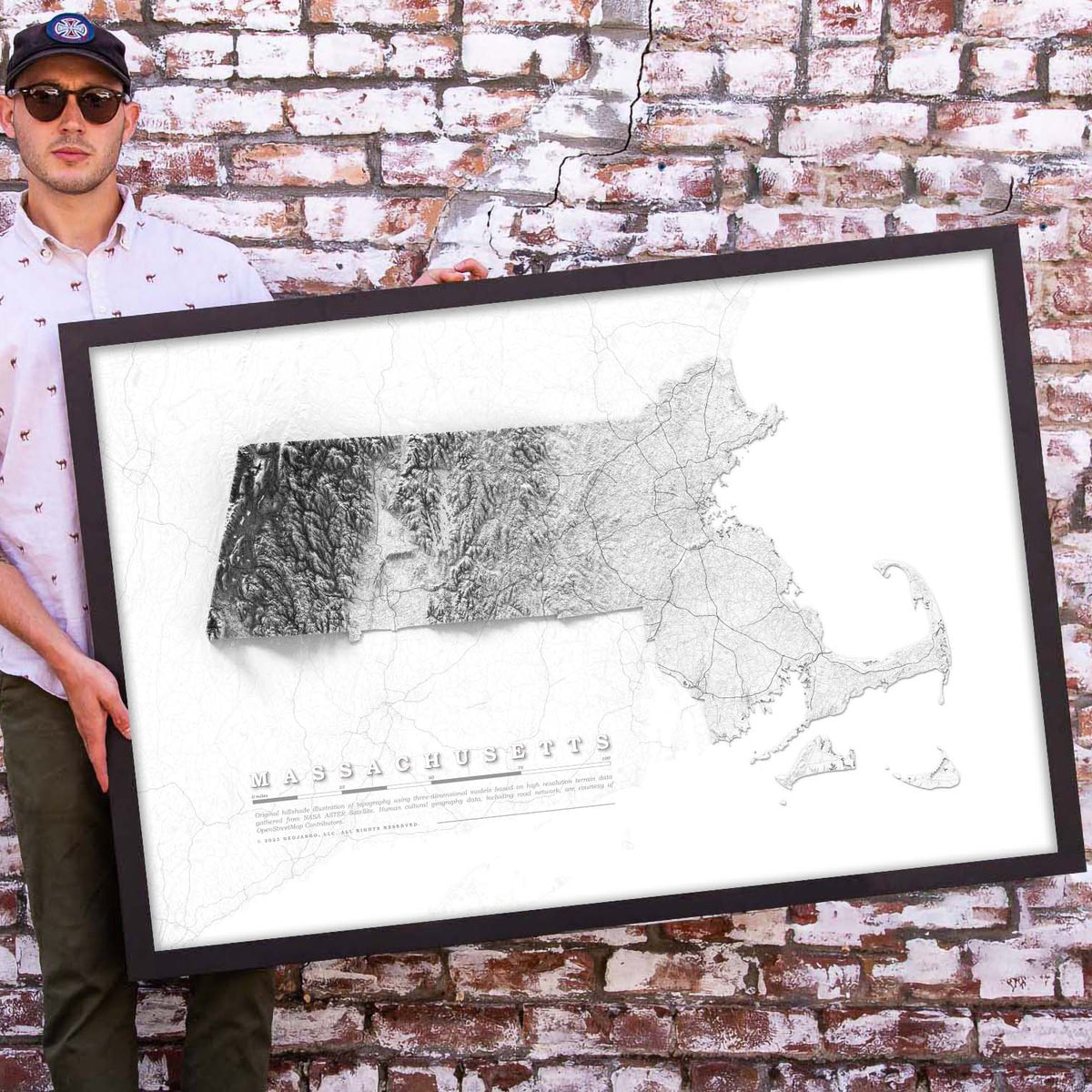 Massachusetts Map - Topographic Elevation Map with Shaded Relief ...