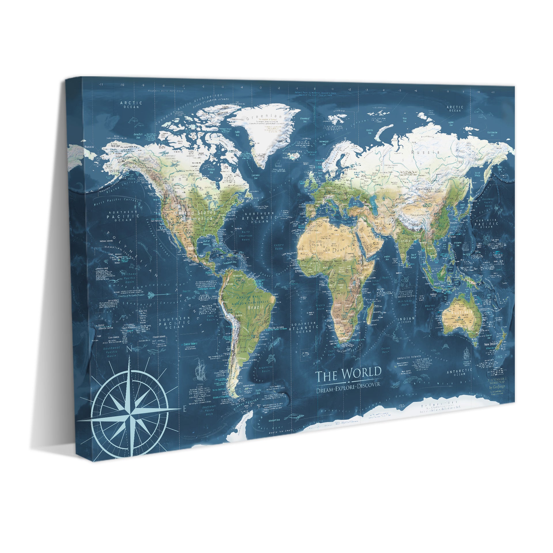 Map of the World Labeled for Exploration - Voyager Push Pin Map ...