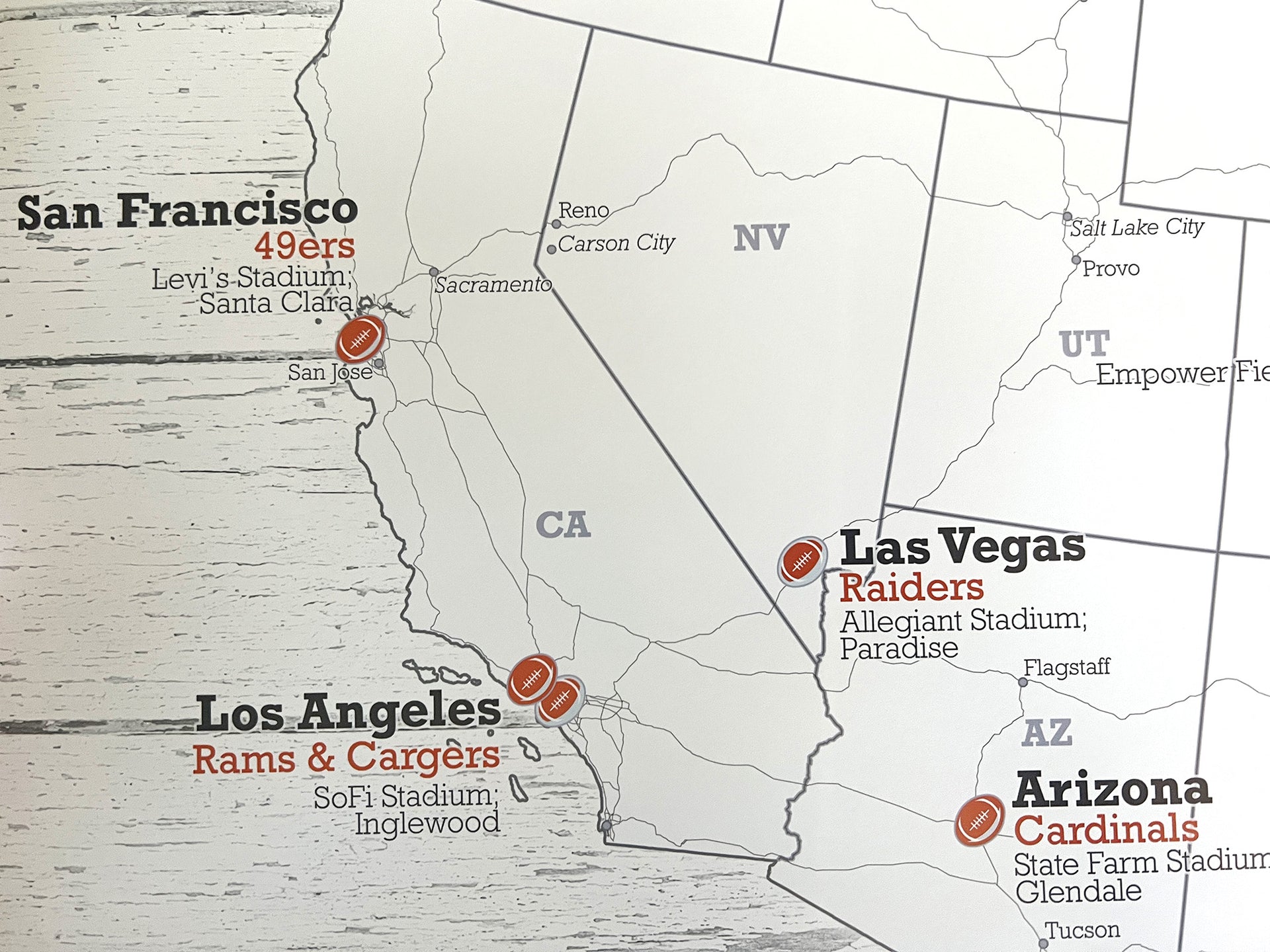 Football Teams Wall Map - Red Edition – GeoJango Maps