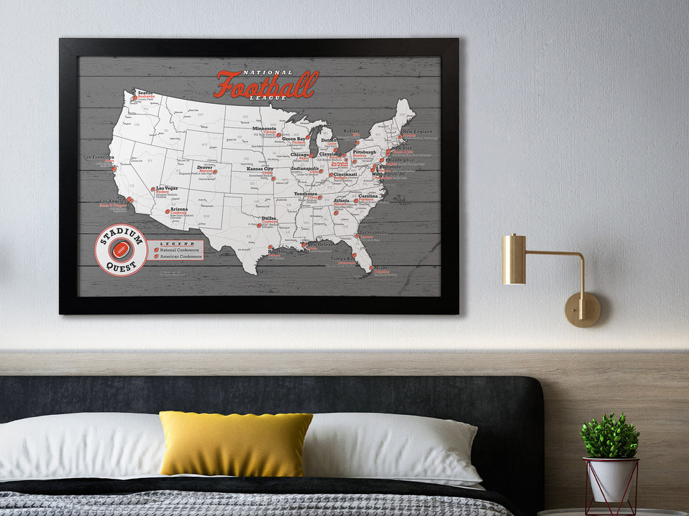NFL Teams Wall Map - Gray Edition – GeoJango Maps