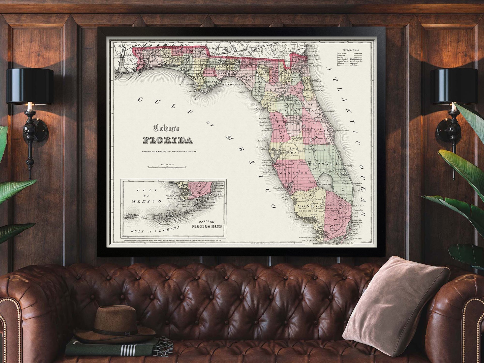 Antique State Map of Florida – GeoJango Maps
