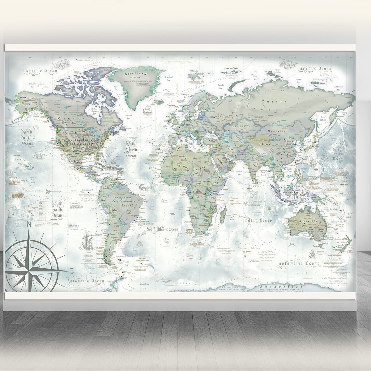 World Map Wallpaper Easy to Apply to Walls – GeoJango Maps