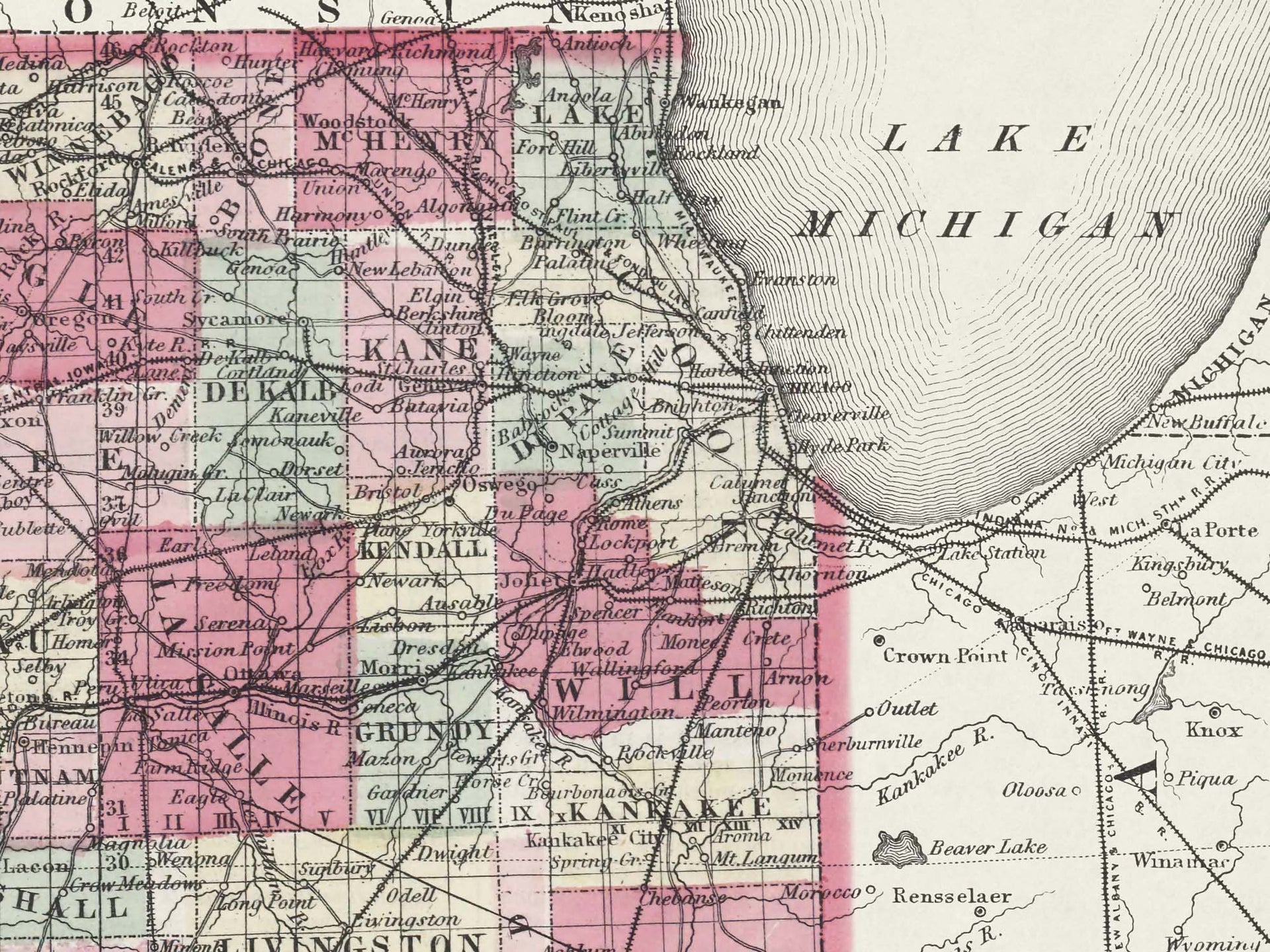 Illinois Map 1850's – GeoJango Maps