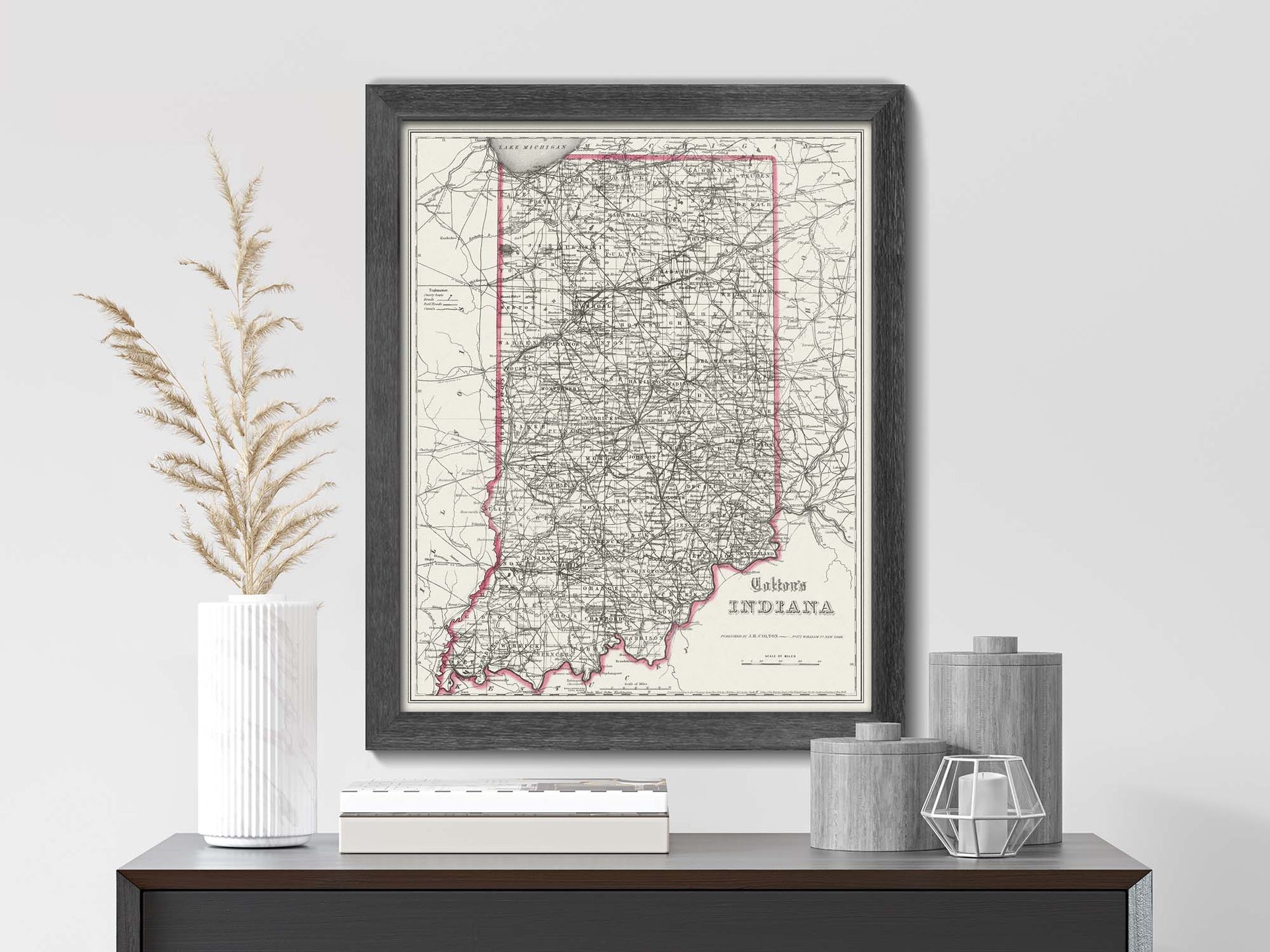 Vintage State Map of Indiana – GeoJango Maps