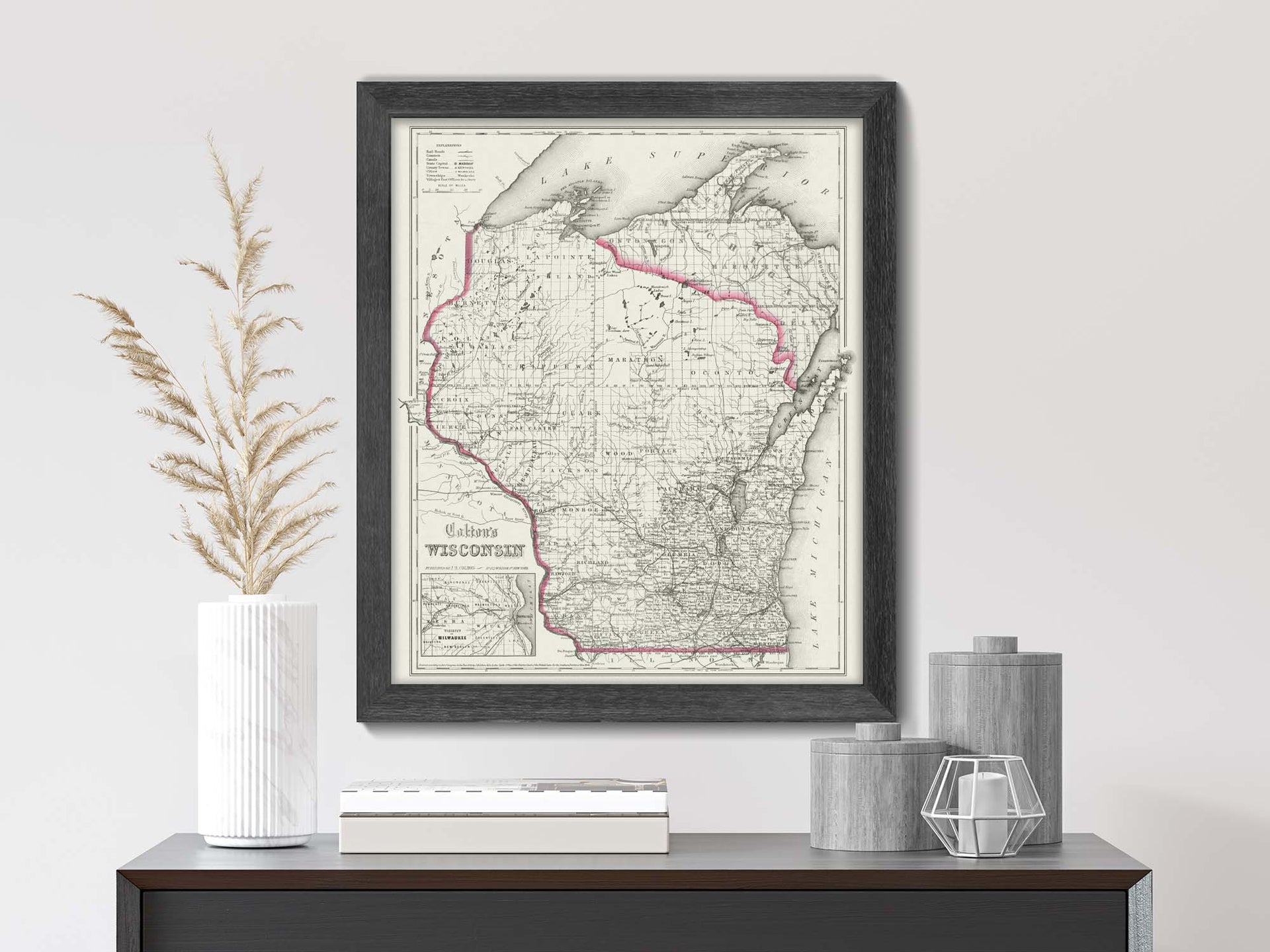 Vintage State of Wisconsin Map – GeoJango Maps