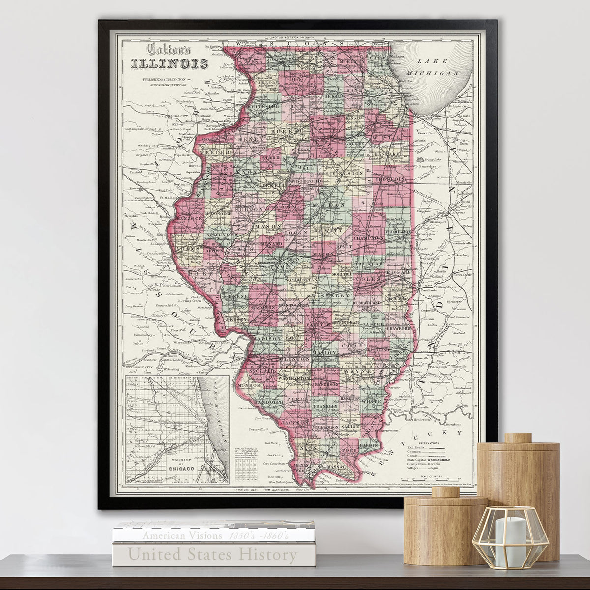 Illinois Map 1850's – GeoJango Maps