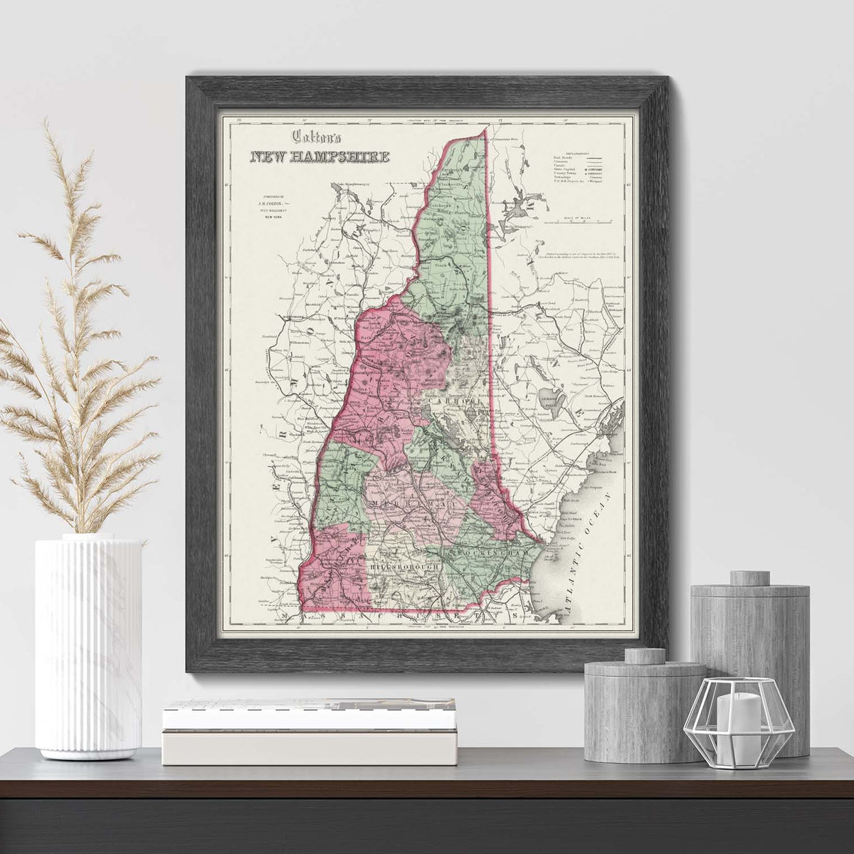 Vintage State of New Hampshire Map – GeoJango Maps