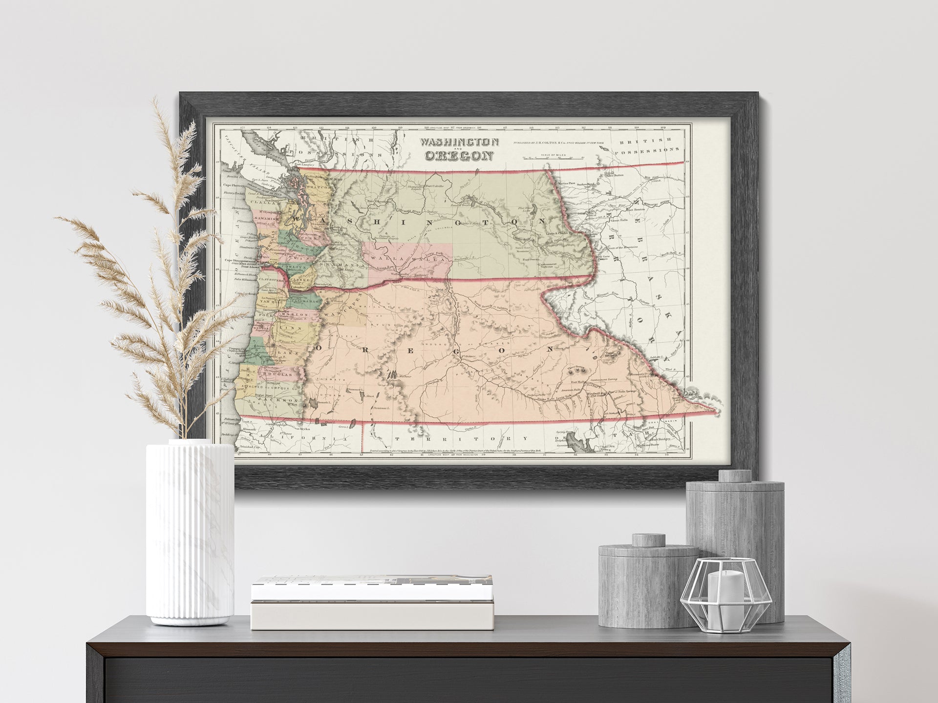 Vintage State of Washington & Oregon Map – GeoJango Maps