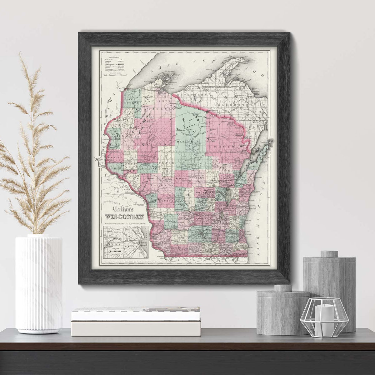 Vintage State of Wisconsin Map – GeoJango Maps