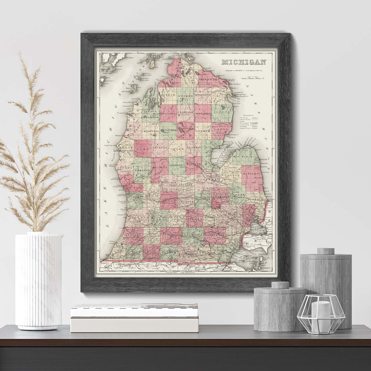 Vintage State Map of Michigan – GeoJango Maps