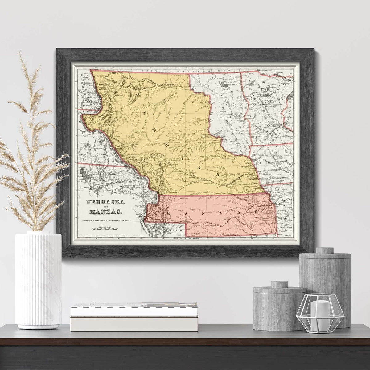 Vintage State of Nebraska & Kansas Map – GeoJango Maps