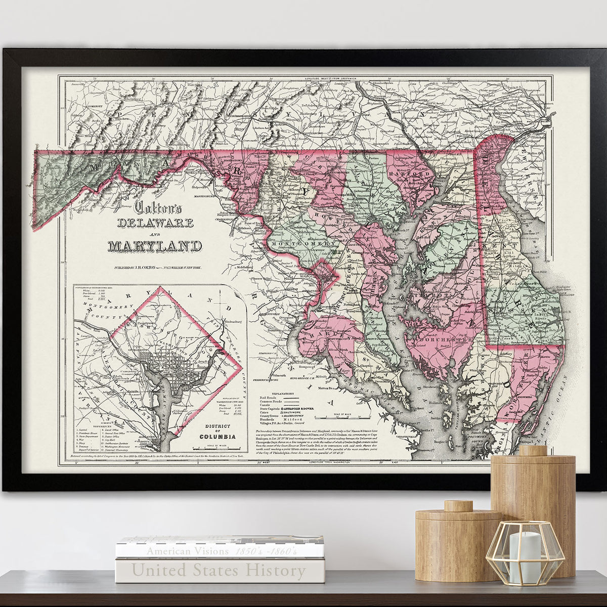 Antique State Map of Delaware and Maryland – GeoJango Maps