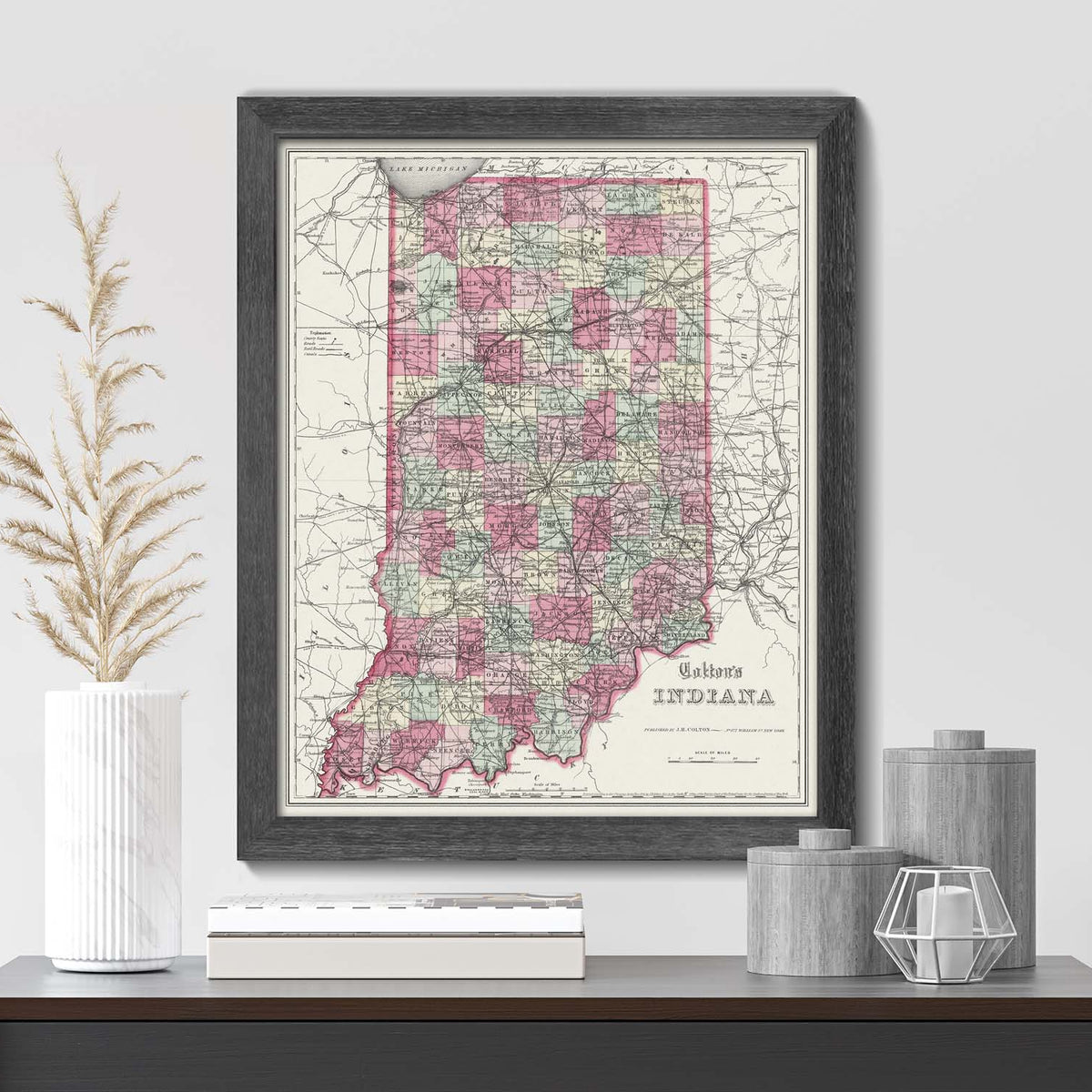 Vintage State Map of Indiana – GeoJango Maps