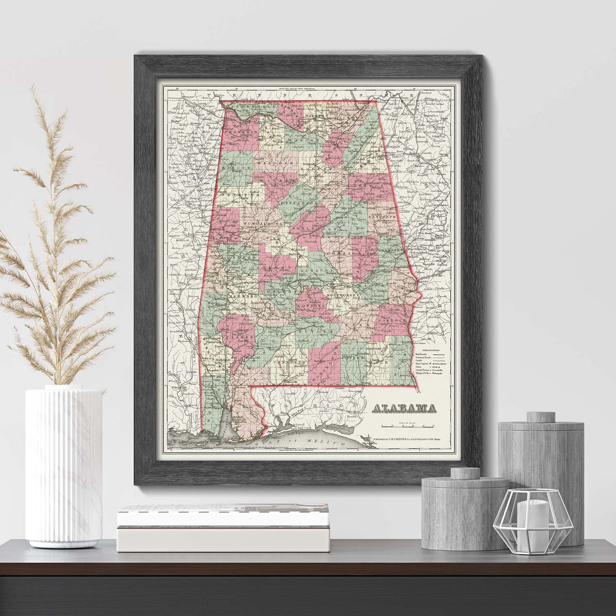 Vintage State Map of Alabama – GeoJango Maps