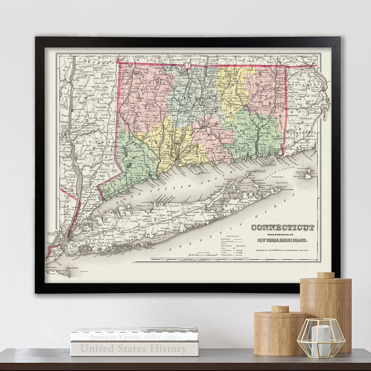 Vintage State Map of Connecticut – GeoJango Maps