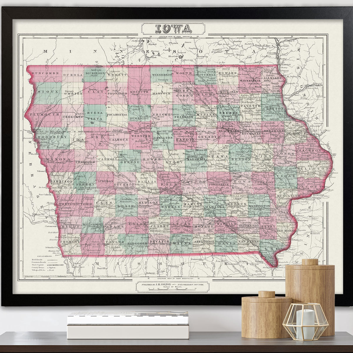 Antique Iowa Map – GeoJango Maps