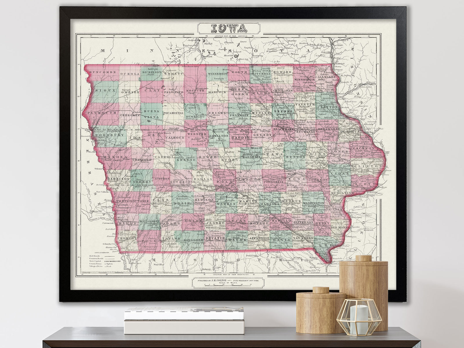 Antique Iowa Map – GeoJango Maps