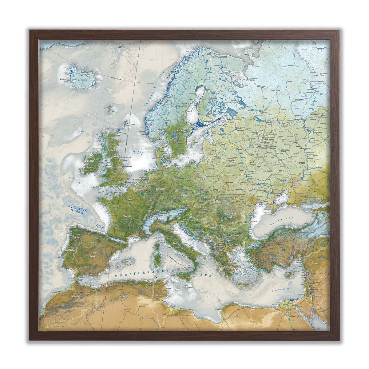 Modern Europe Map - Nautilus Travel Map Art with Pins – GeoJango Maps