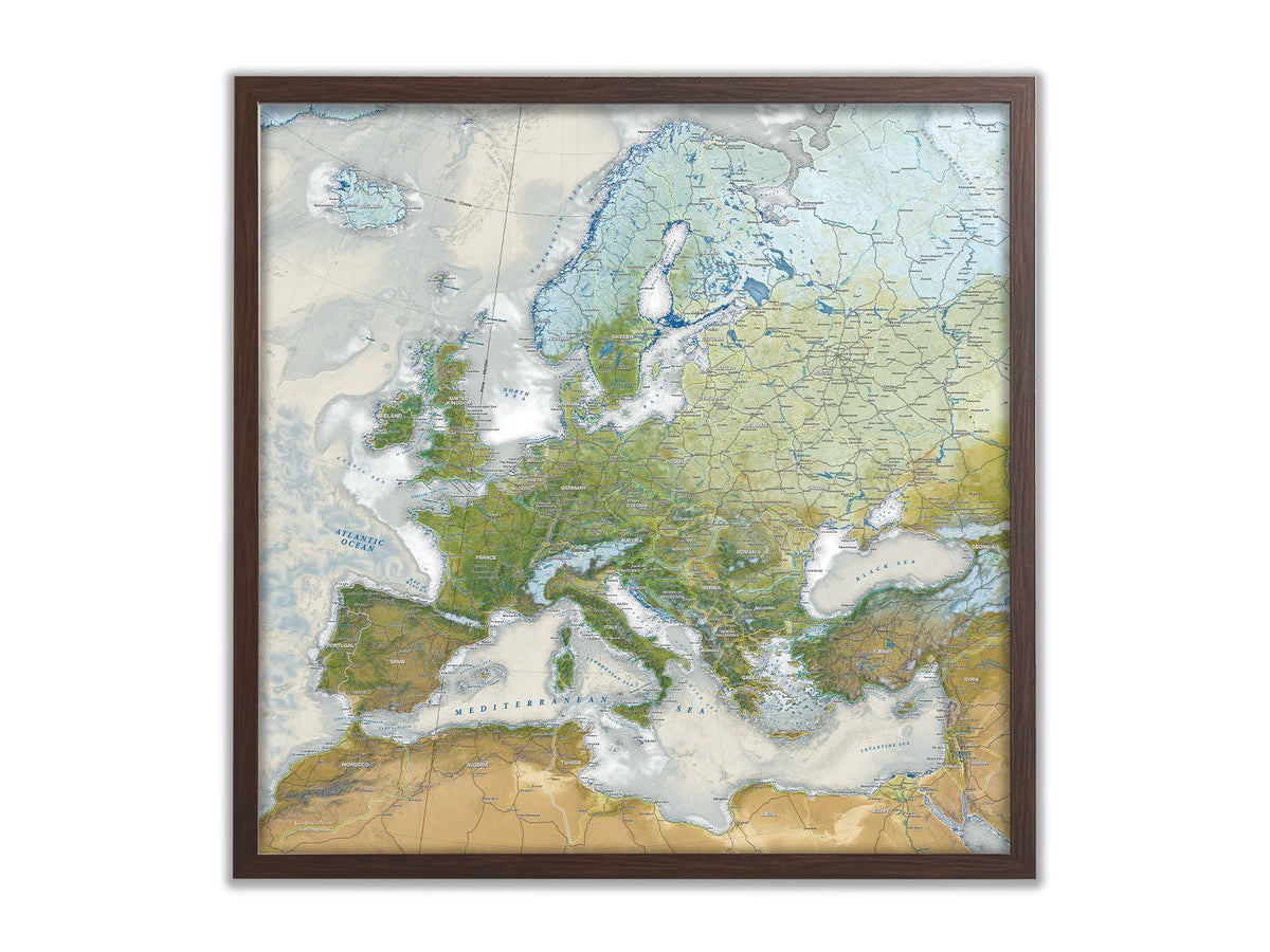 Modern Europe Map - Nautilus Travel Map Art with Pins – GeoJango Maps