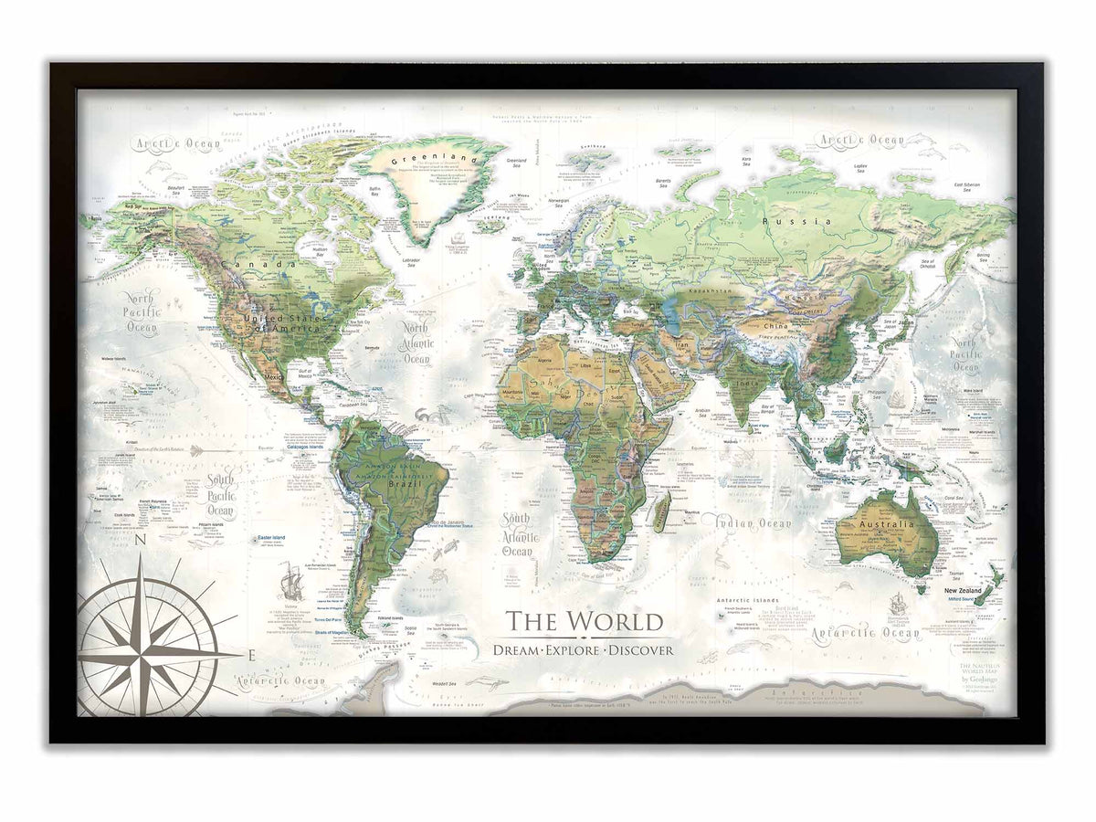 Personalized World Map - Travel Tracker Map with Pins - Nautilus ...