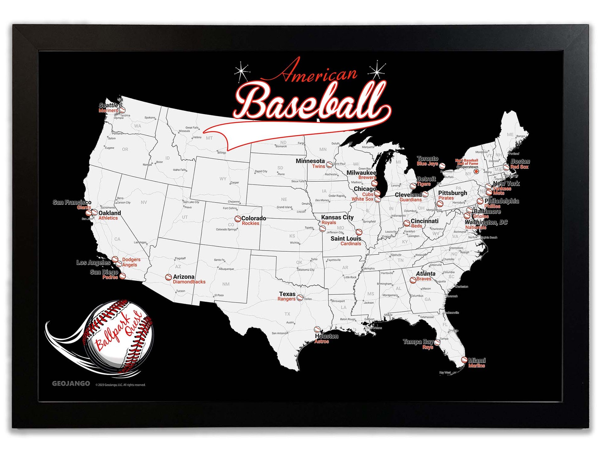 Baseball Teams Map – GeoJango Maps