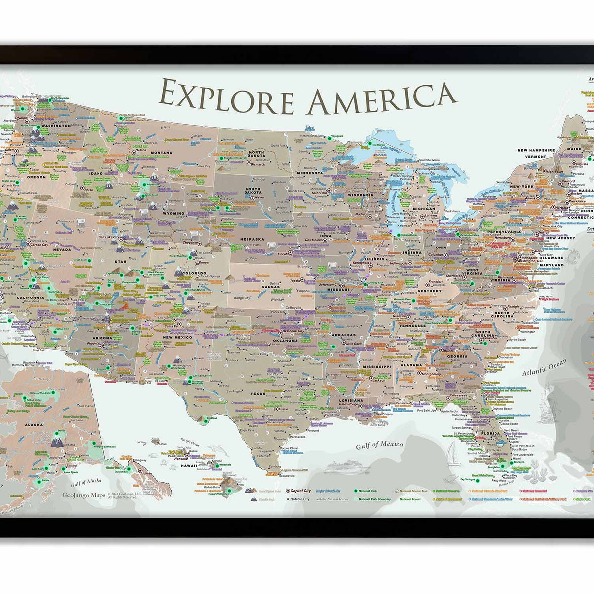 National Parks Travel Map - Explore America Push Pin Map – GeoJango Maps