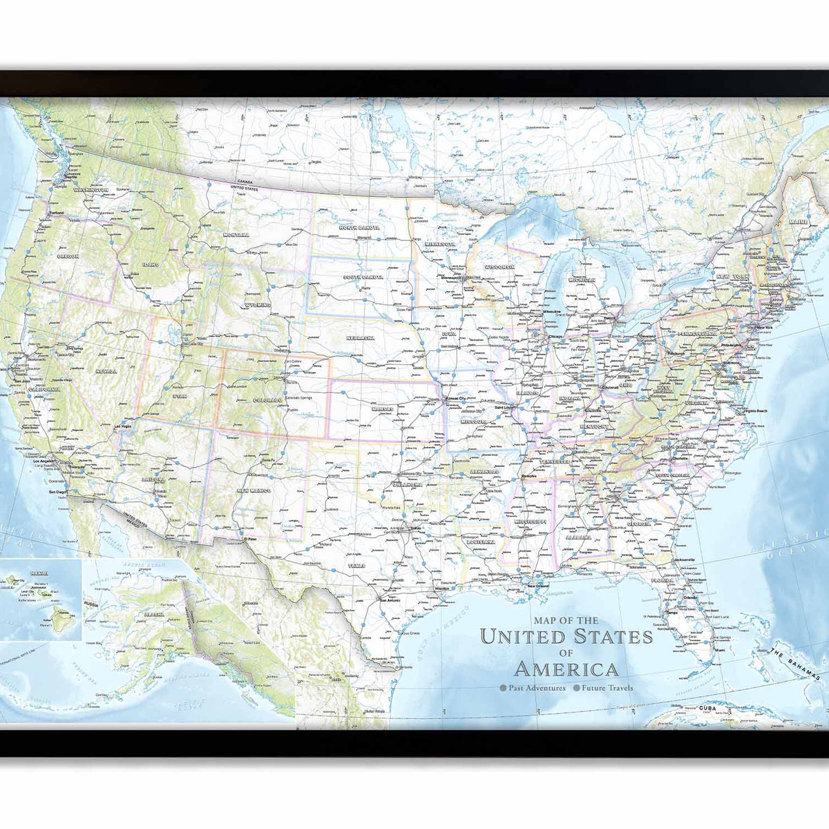 Personalized US Travel Map with Pins - Detailed Cities - Roadster ...