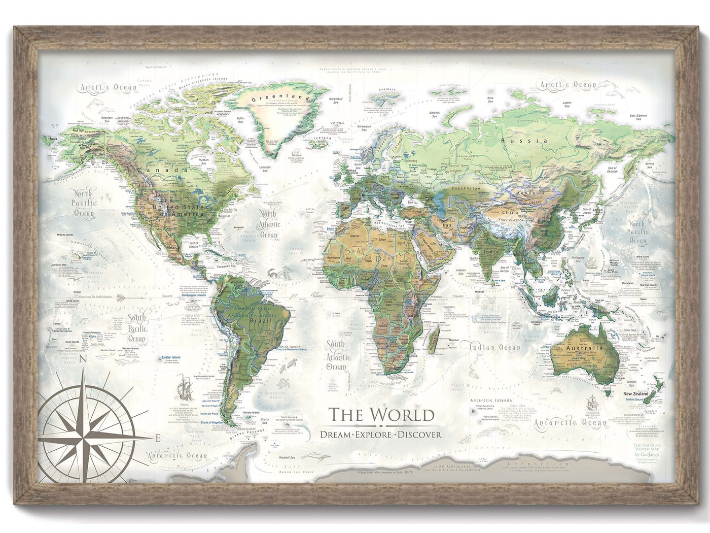 Nautilus Push Pin World Travel Map with Pins – GeoJango Maps
