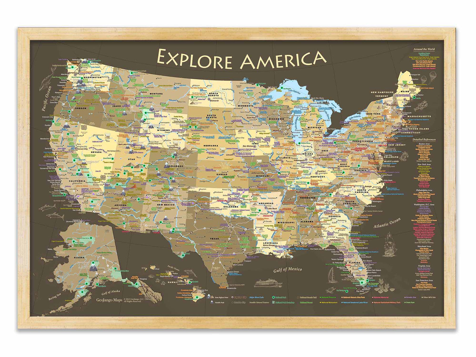Explore America - National Parks Travel Map with Pins – GeoJango Maps