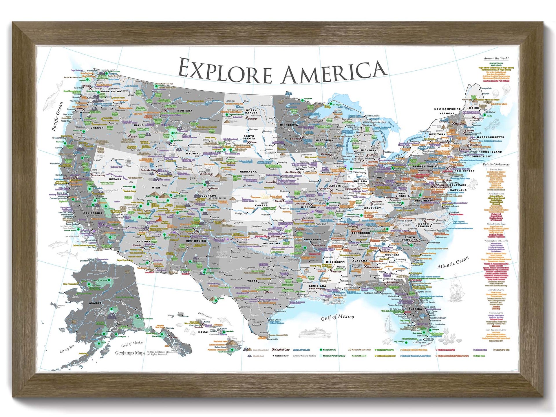Travel map of the United States – GeoJango Maps