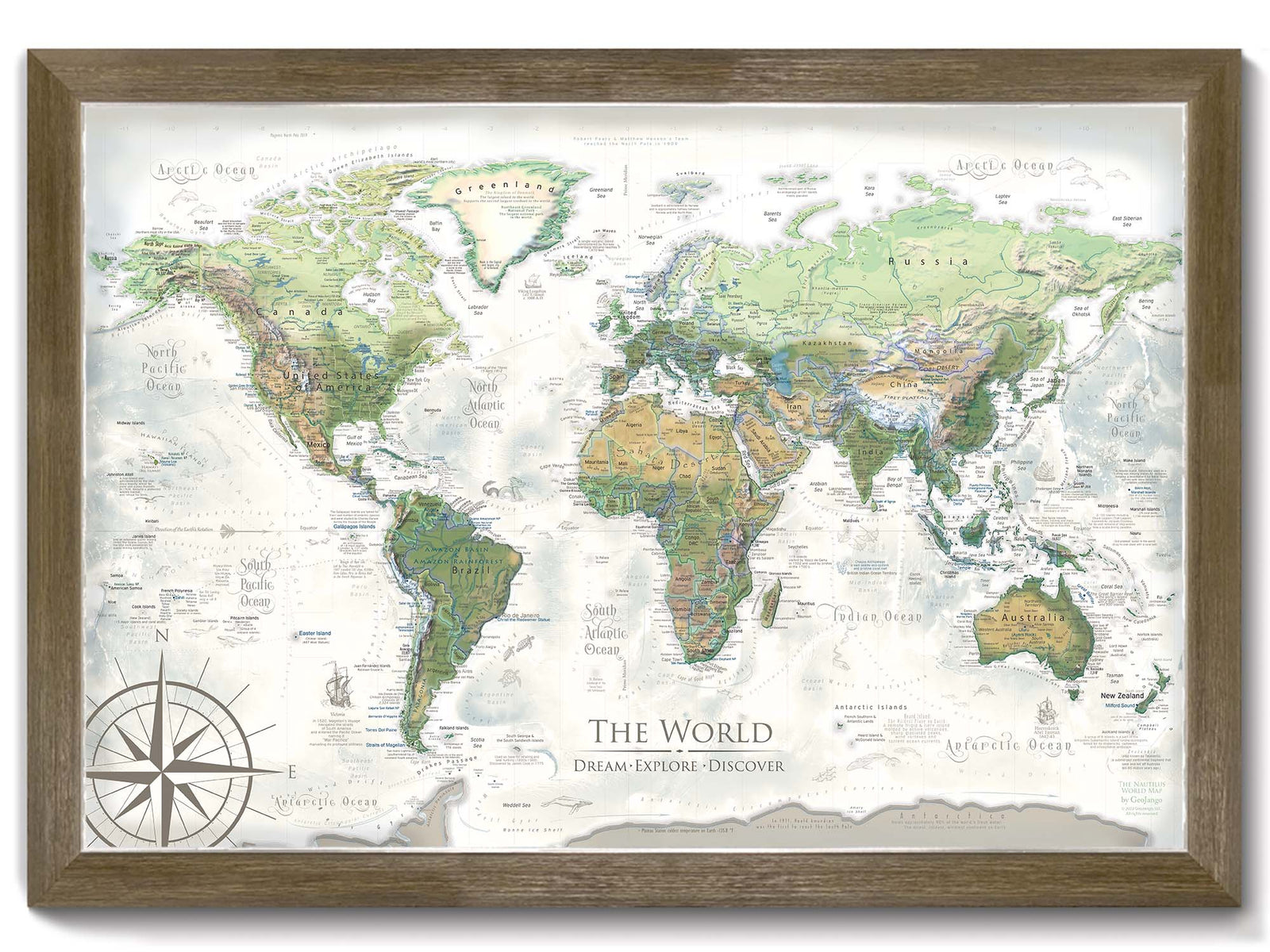 Nautilus Push Pin World Travel Map with Pins – GeoJango Maps