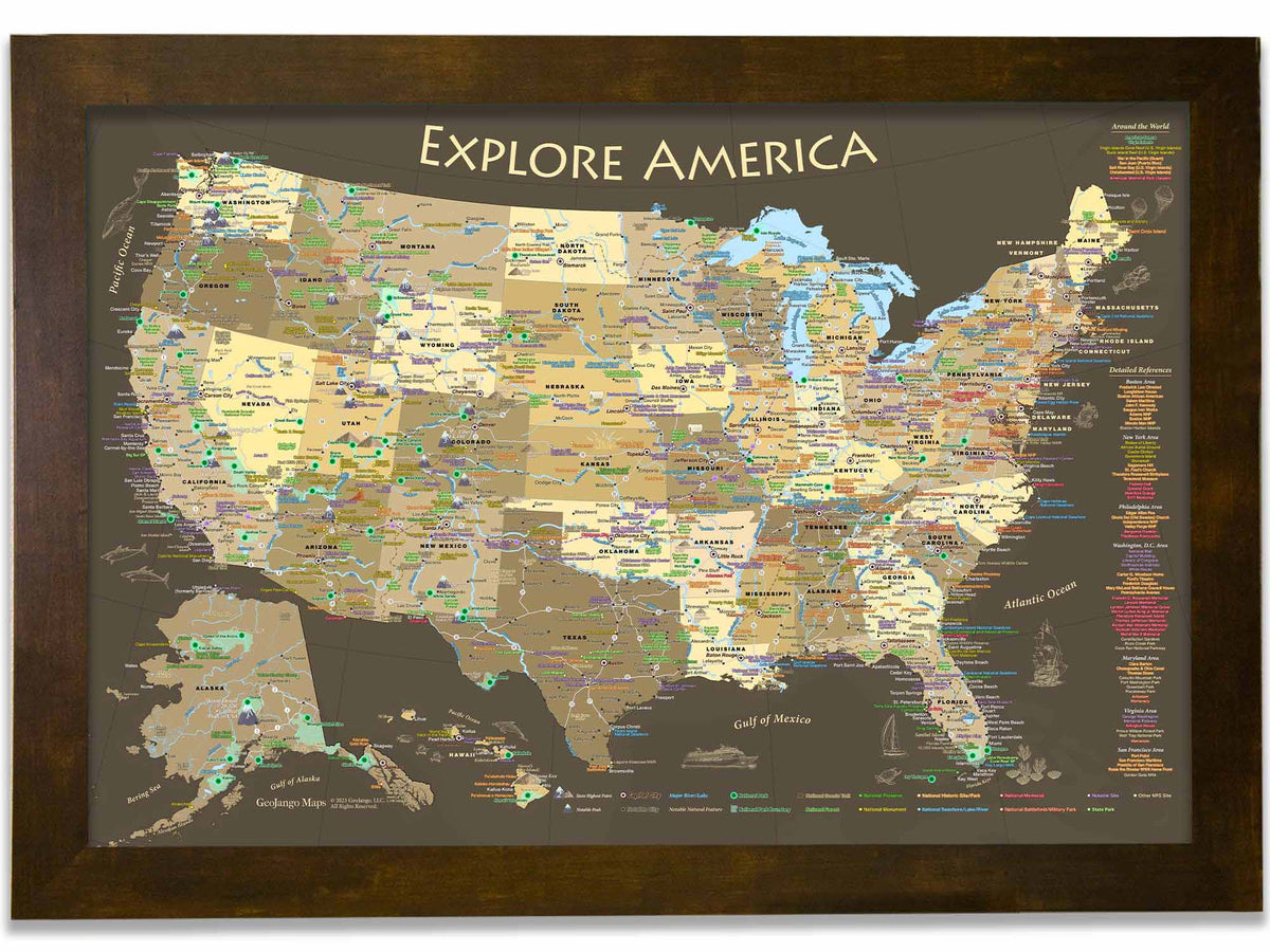 Explore America - National Parks Travel Map with Pins – GeoJango Maps