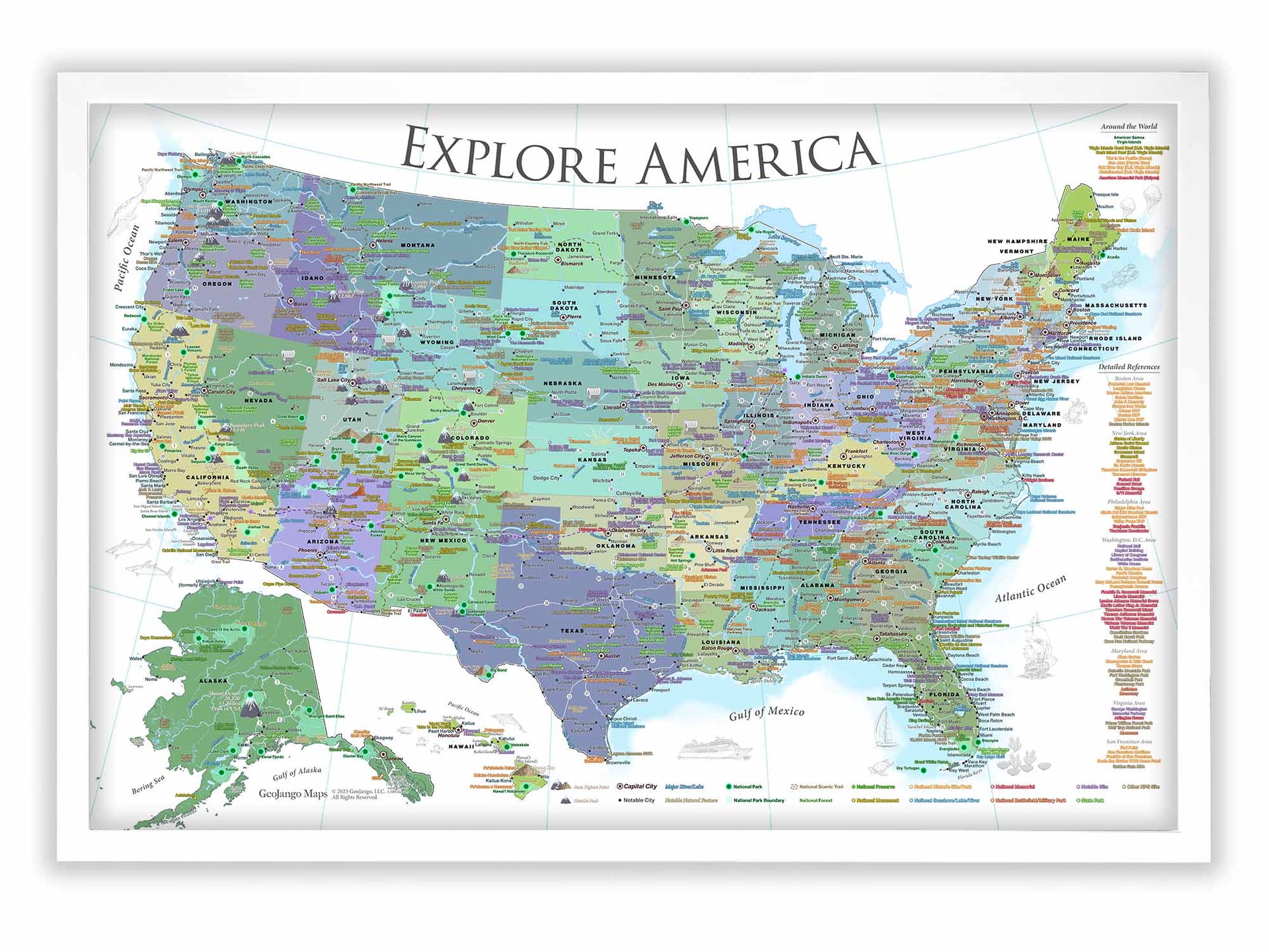 National Parks Checklist Map - US Travel Map White – GeoJango Maps