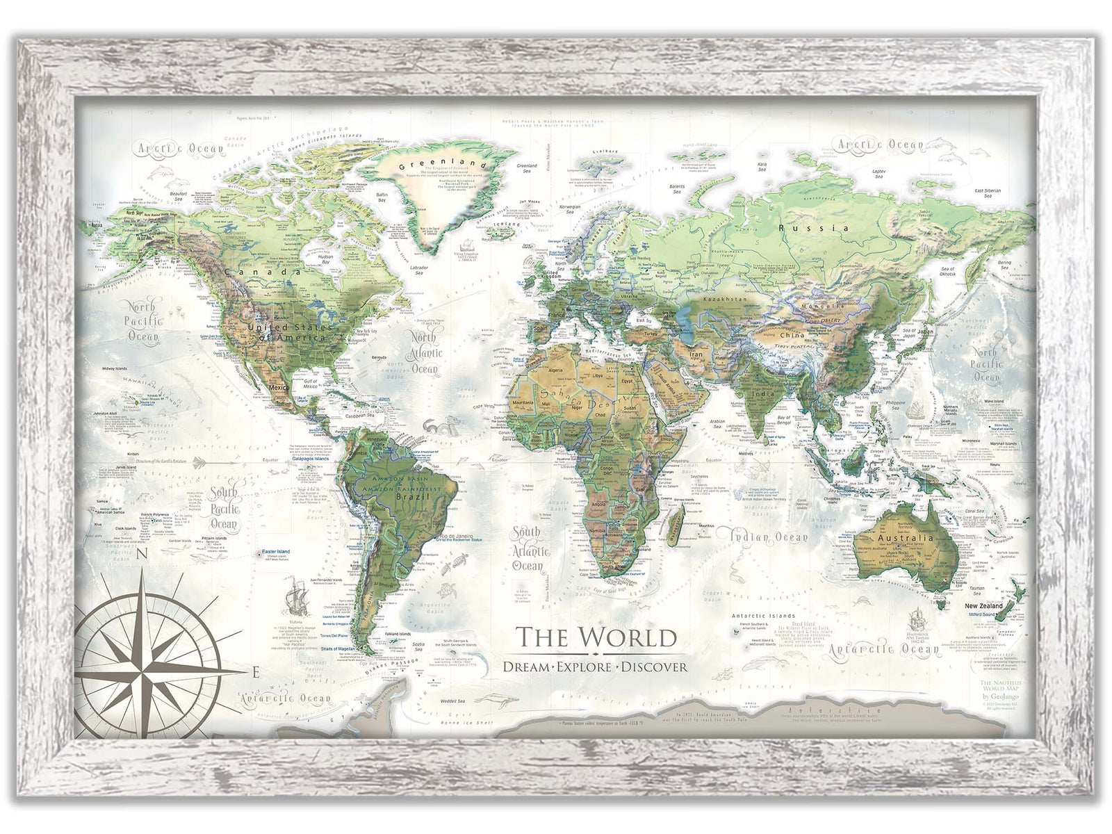 Nautilus Push Pin World Travel Map with Pins – GeoJango Maps