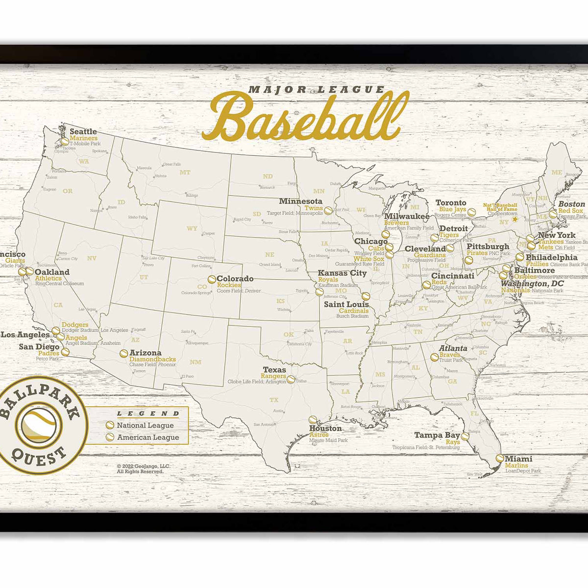 MLB Map - Ballparks and Teams - Baseball Stadium Wall Art | Cream Ed ...