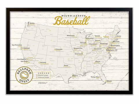 MLB Map - Ballparks and Teams - Baseball Stadium Wall Art | Cream Ed ...