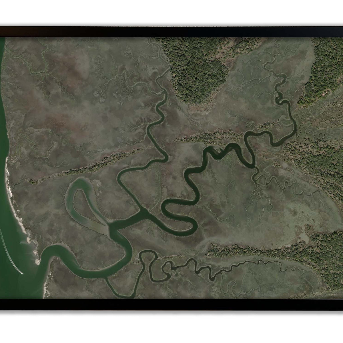 Georgia Marshland Satellite Map | Jacobs Creek Wall Art – GeoJango Maps