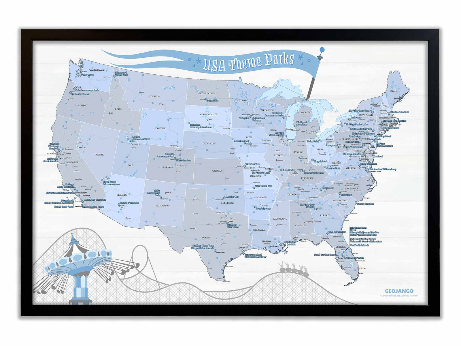 Theme Park in USA Map | Best Amusement Parks Map – GeoJango Maps