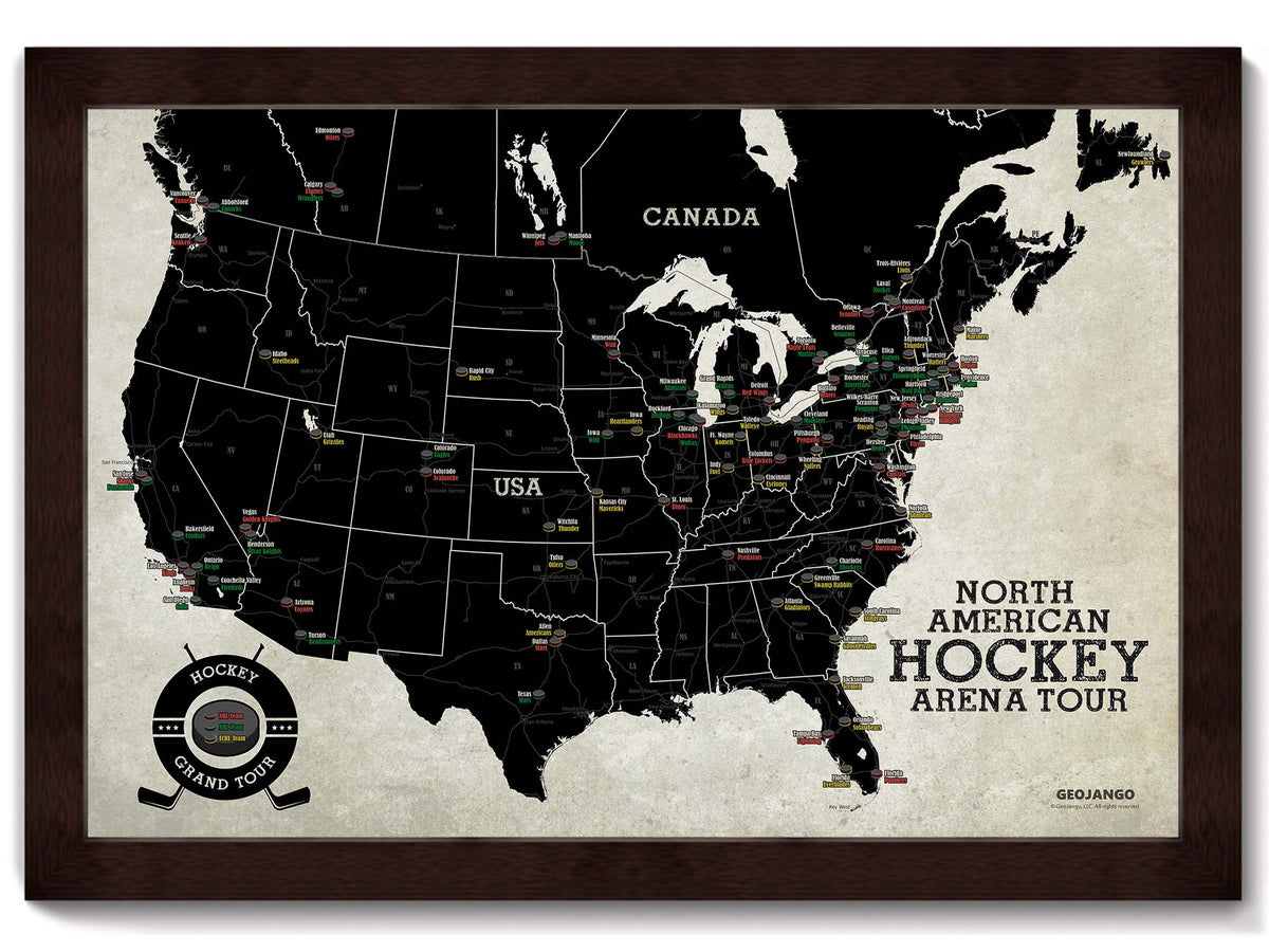 NHL AHL ECHL Hockey Teams Map – GeoJango Maps