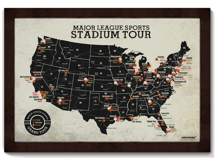 Grand Tour MLB, NFL, NBA Stadium Map – GeoJango Maps